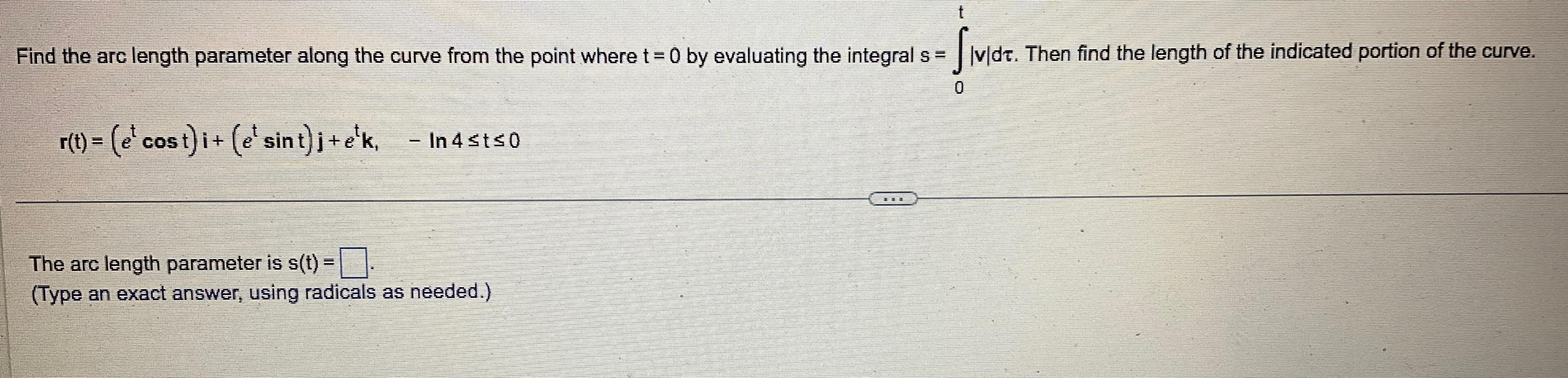 Solved Find the arc length parameter along the curve from | Chegg.com