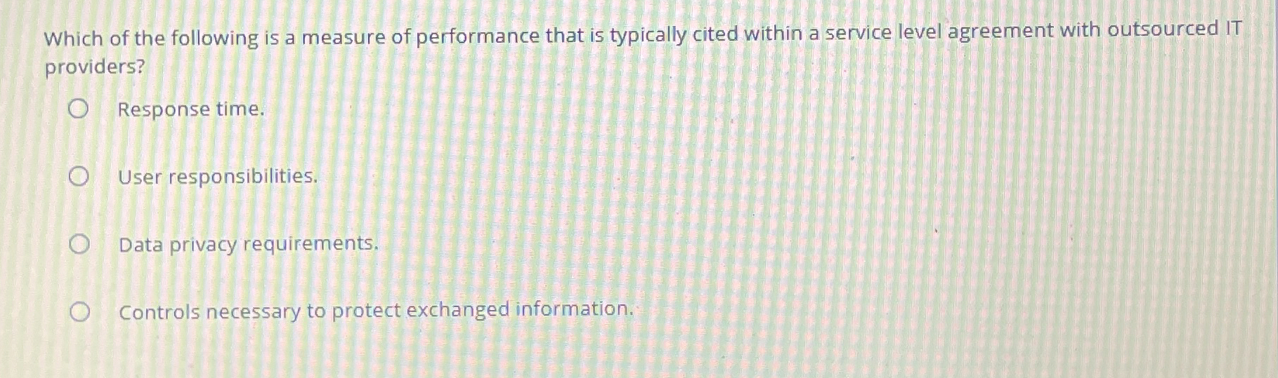 Solved Which of the following is a measure of performance | Chegg.com