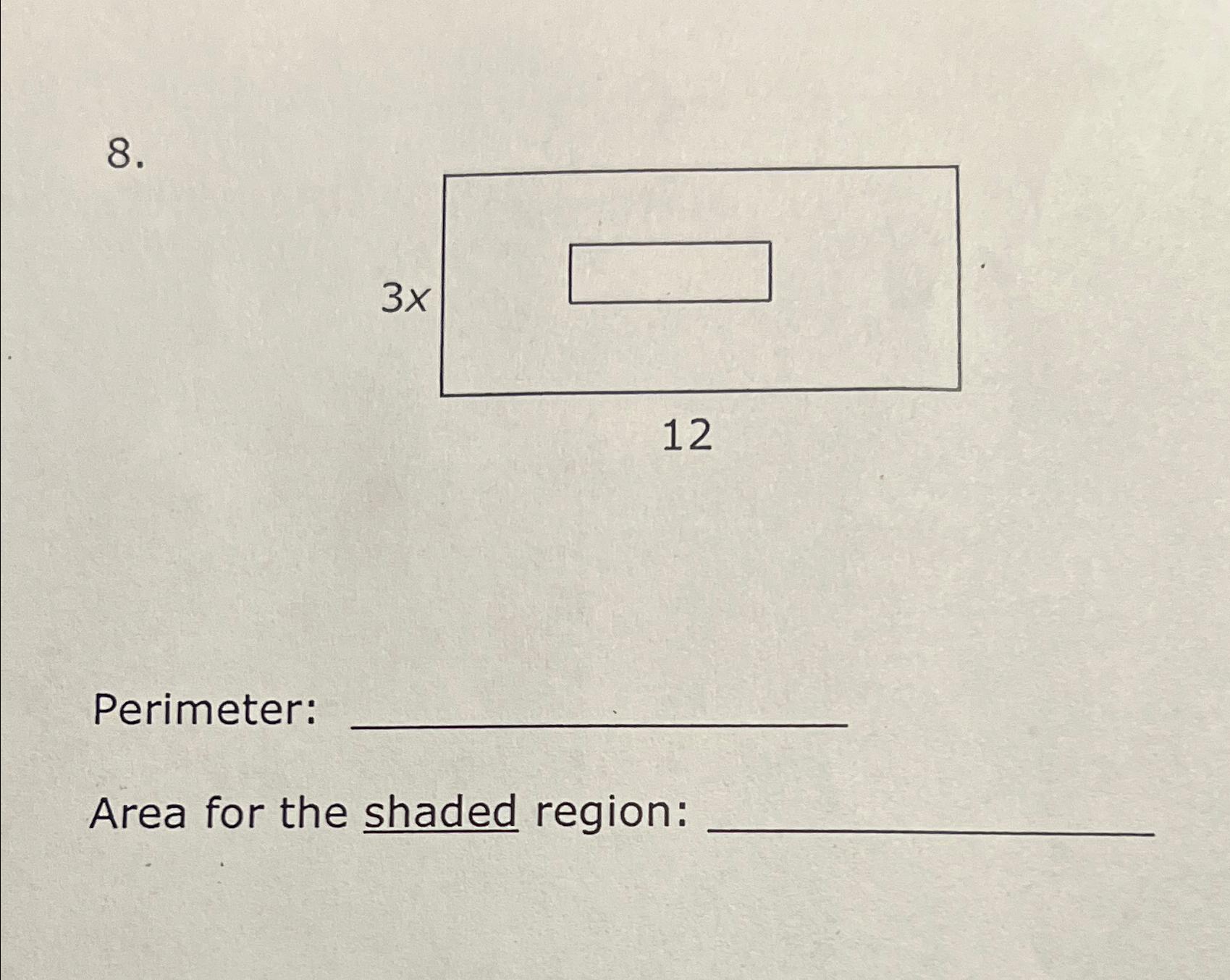 Perimeter:Area for the shaded region: | Chegg.com