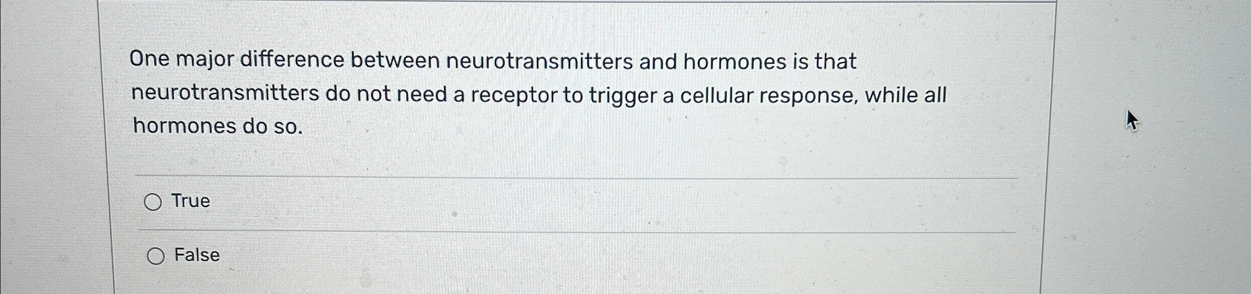 Solved One major difference between neurotransmitters and | Chegg.com