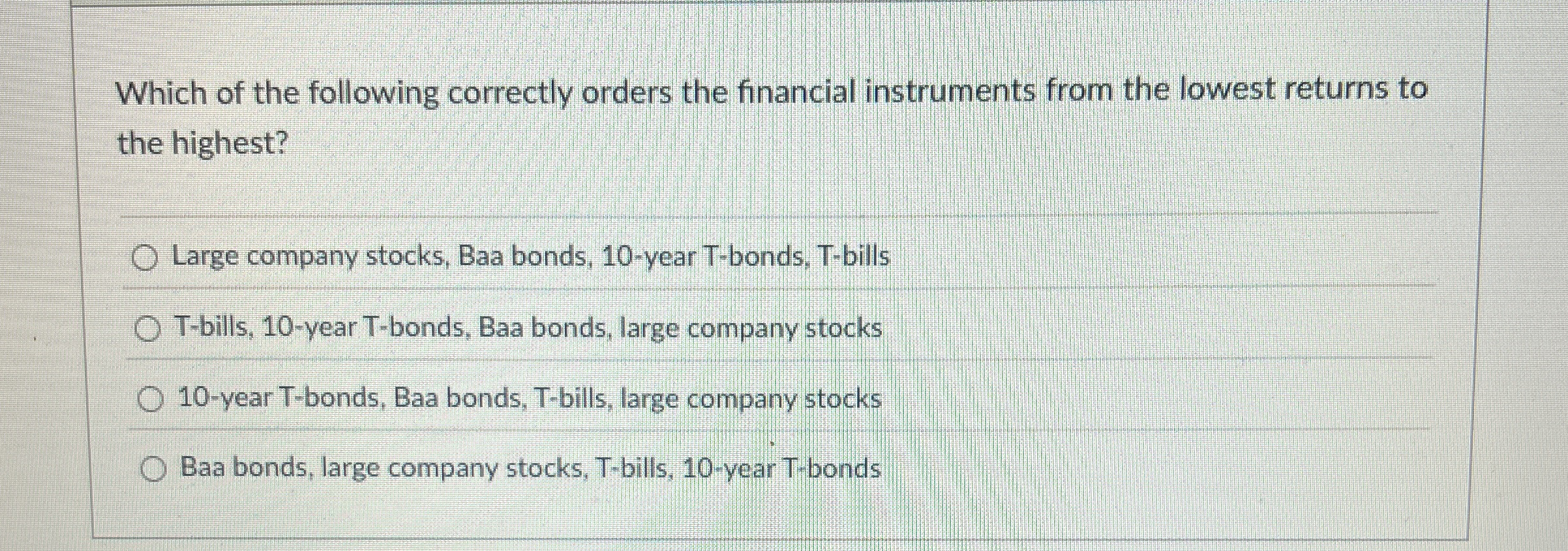 Solved Which of the following correctly orders the financial | Chegg.com