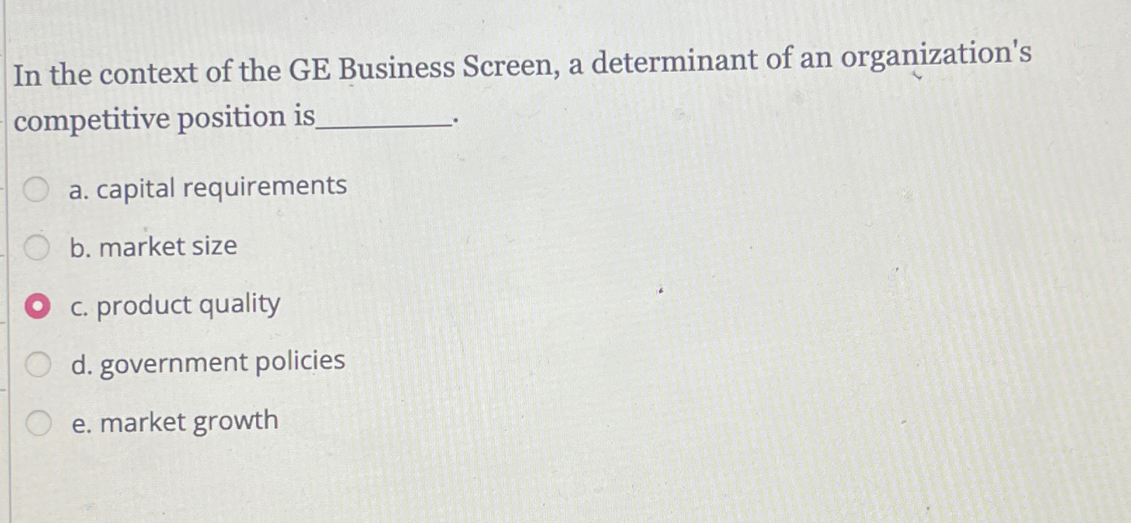 Solved In the context of the GE Business Screen, a | Chegg.com