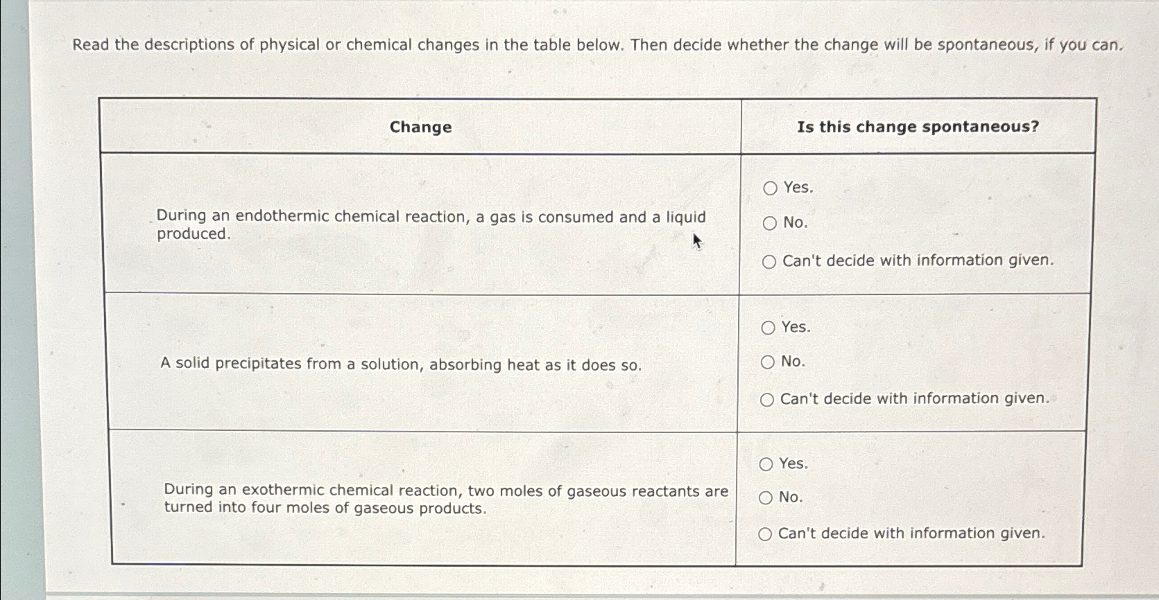 Solved Read the descriptions of physical or chemical changes | Chegg.com