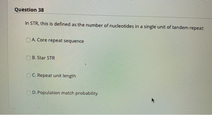 Solved Question 38 In STR, this is defined as the number of | Chegg.com