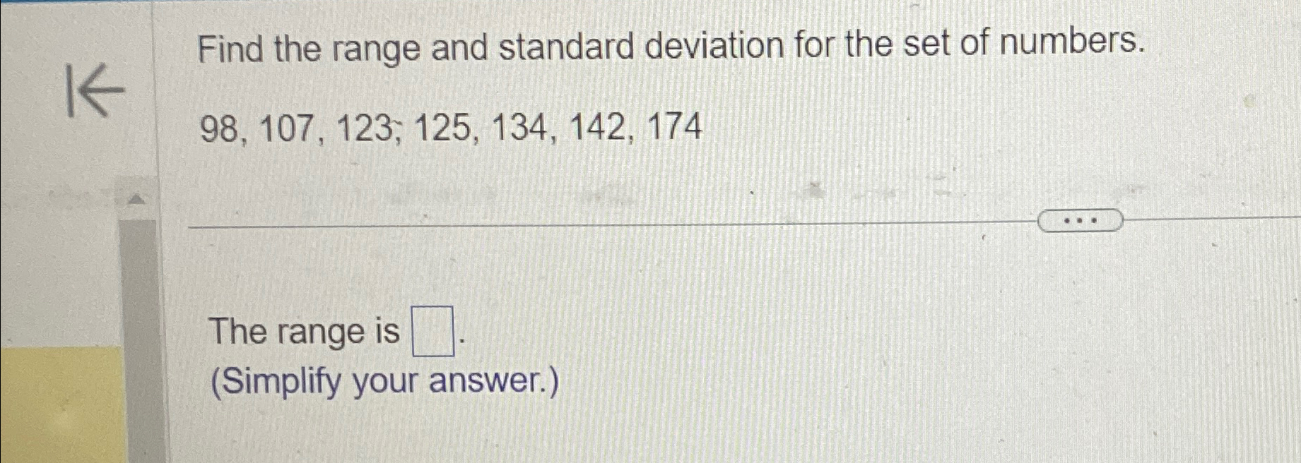 Solved Find the range and standard deviation for the set of | Chegg.com