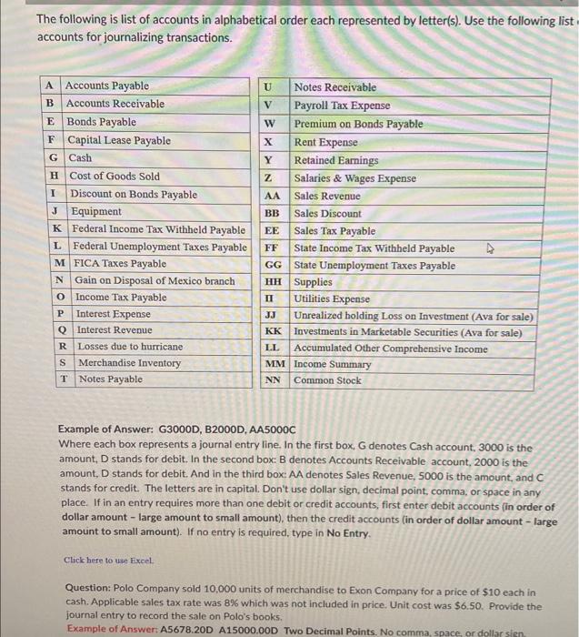Solved The following is list of accounts in alphabetical | Chegg.com