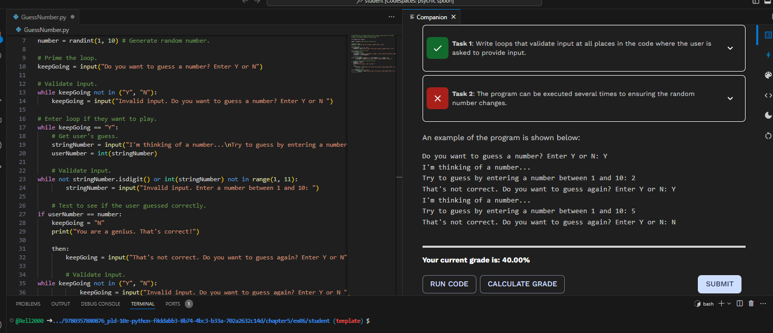 Solved GuessNumber.pyGuessNumber.pyECompanion ×Task 1: Write | Chegg.com