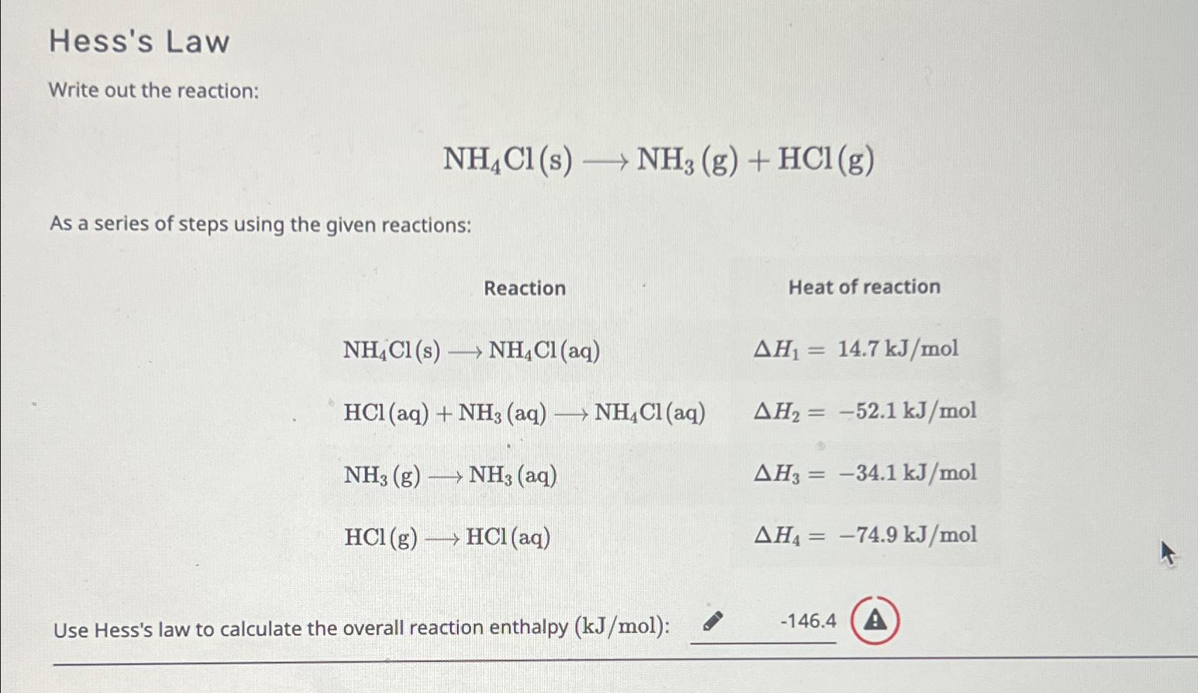 Solved Hess's LawWrite out the | Chegg.com