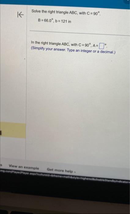 Solved Solve the right triangle ABC, with C=90∘, | Chegg.com