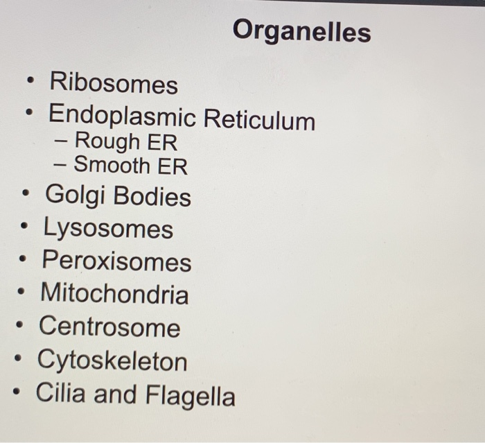 Solved Create a table of all the Organelles, define the | Chegg.com
