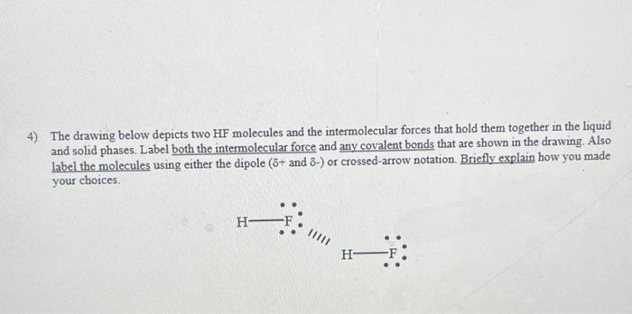 Solved 4) The drawing below depicts two HF molecules and the | Chegg.com