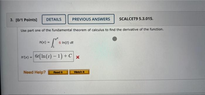 Solved 2. [-/1 Points] DETAILS SCALCET9 5.3.013. Use part | Chegg.com