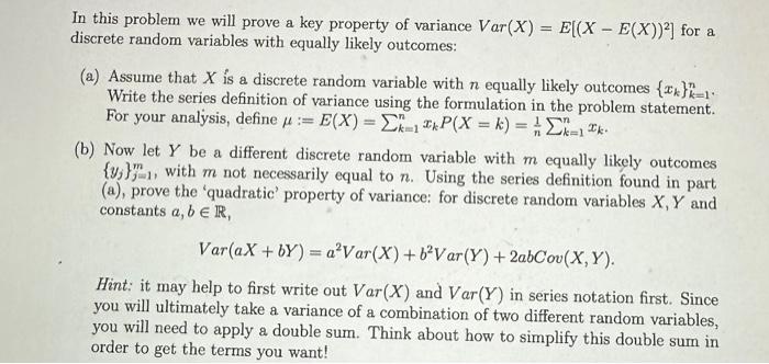 Solved In this problem we will prove a key property of | Chegg.com