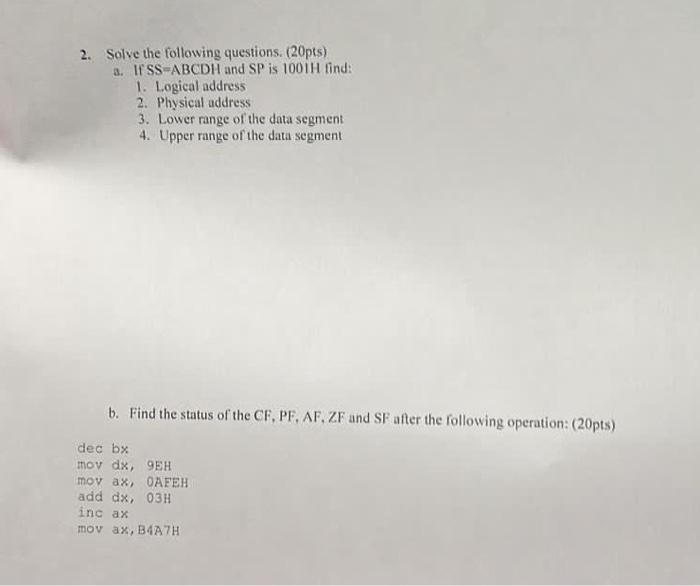 Solved 2. Solve the following questions. (20pts) a. If | Chegg.com