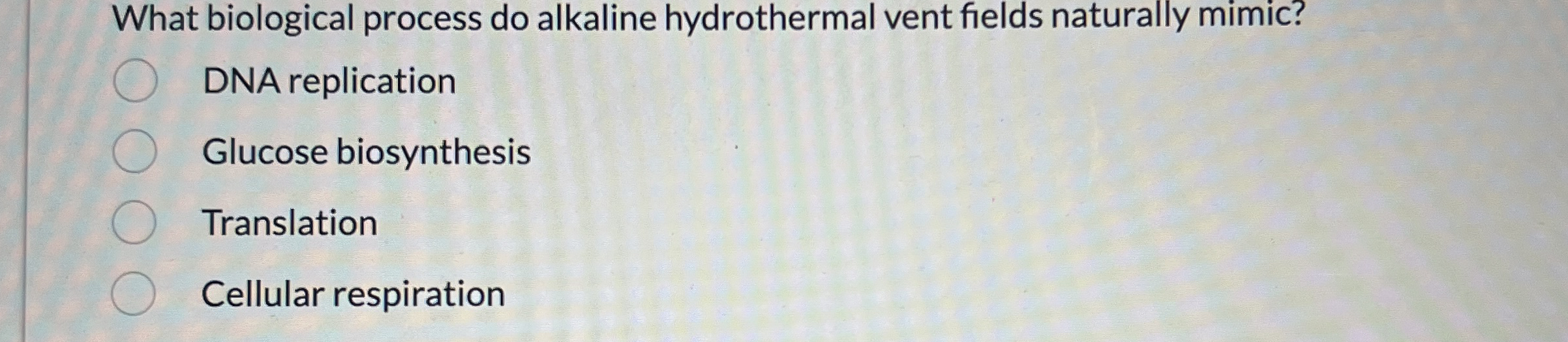 Solved What biological process do alkaline hydrothermal vent | Chegg.com