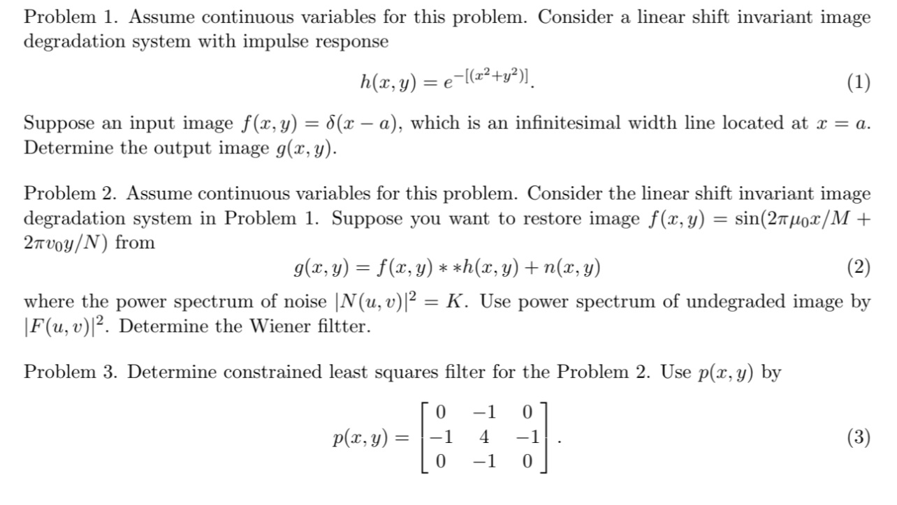 Solved Problem 1. ﻿Assume continuous variables for this | Chegg.com