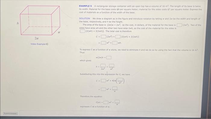 Solved EXAMpLe s A rectangular storage container with an | Chegg.com
