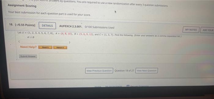 Solved 6. [0/0.55 Points] DETAILS PREVIOUS ANSWERS AUFEXC4 | Chegg.com
