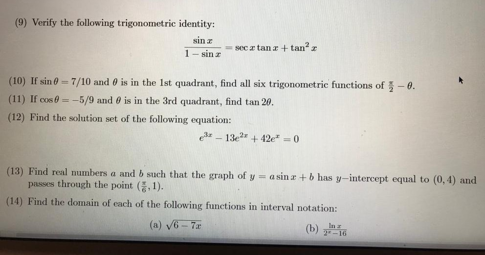 Solved (9) Verify the following trigonometric identity: sinc | Chegg.com