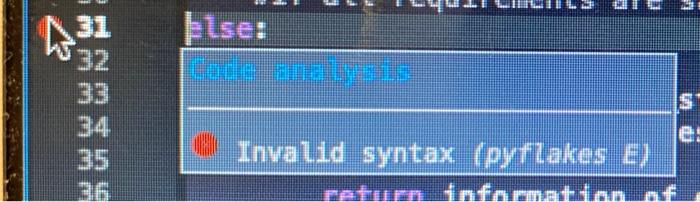 Solved W 3231 pise: 32 33 34 3 Invalid syntax (pyflakes E)In | Chegg.com