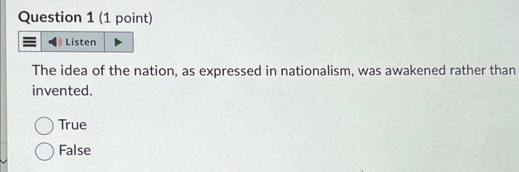 Solved Question 1 (1 ﻿point)The idea of the nation, as | Chegg.com