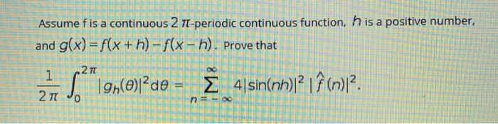 Solved Assume fis a continuous 2 IT-periodic continuous | Chegg.com