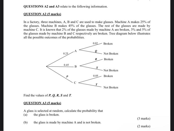 Solved In a factory, three machines, A,B and C are used to | Chegg.com