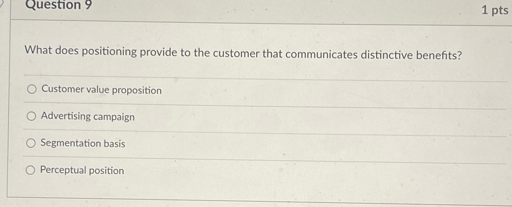 Solved Question 91ptsWhat does positioning provide to the | Chegg.com