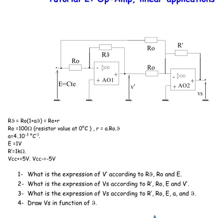 Solved Rϑ=Ro(1+a9)= Ro+r Ro=100Ω( resistor value at | Chegg.com