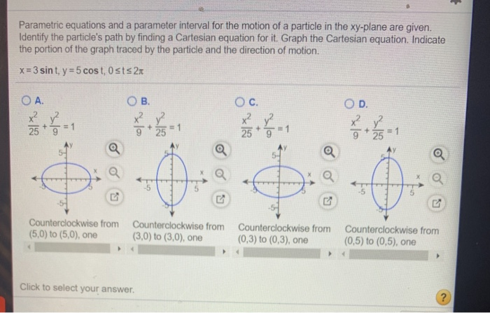 Solved Parametric equations and a parameter interval for the | Chegg.com