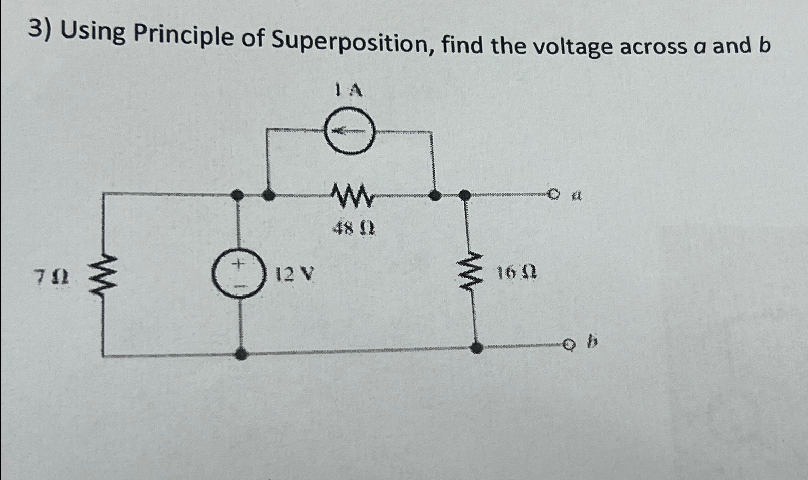 Using Principle of Superposition, find the voltage | Chegg.com
