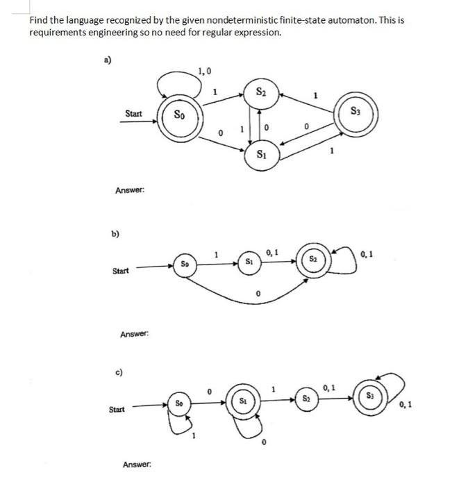 Solved Find the language recognized by the given | Chegg.com