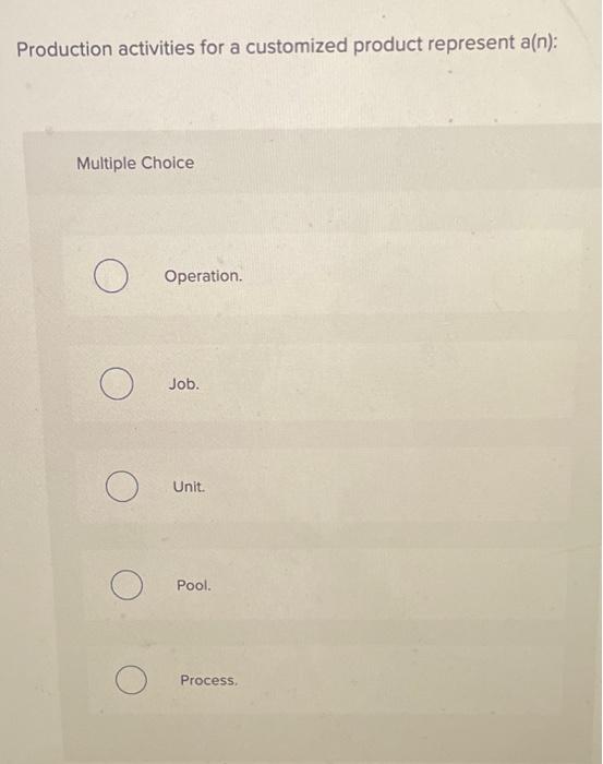 Solved production activities for a customized product | Chegg.com