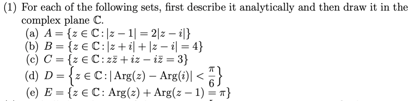 (1) ﻿For each of the following sets, first describe | Chegg.com