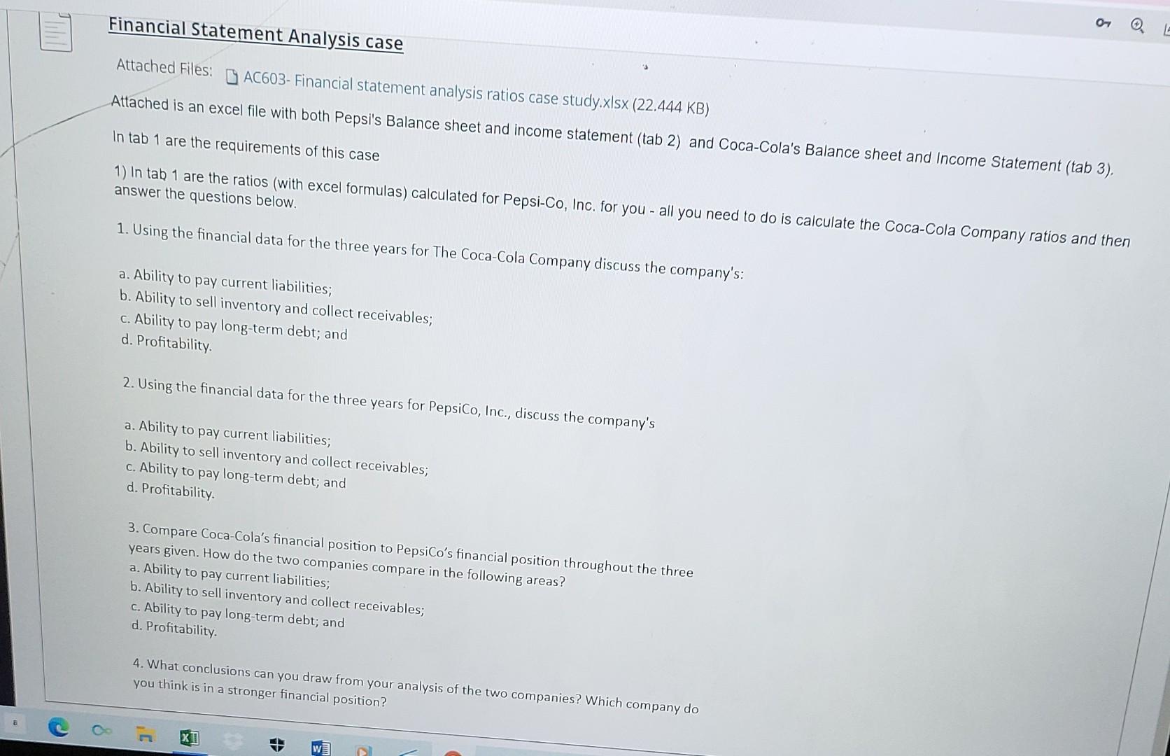 Solved Financial Statement Analysis case O @ E Attached | Chegg.com