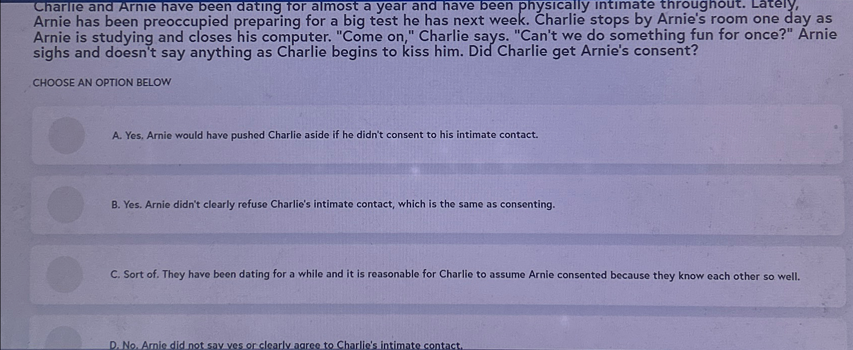 Solved Charlie and Arnie have been dating for almost a year | Chegg.com
