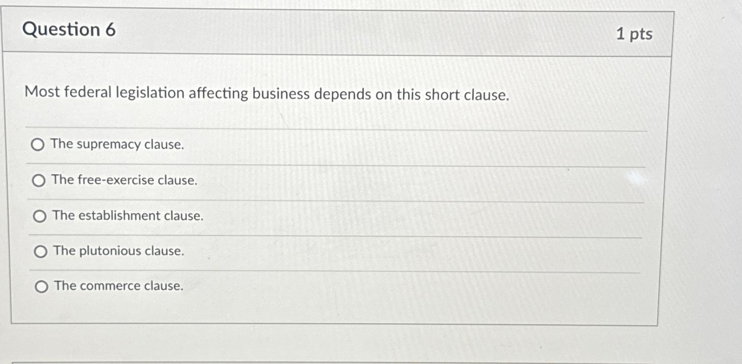 Solved Question 61 ﻿ptsMost federal legislation affecting | Chegg.com