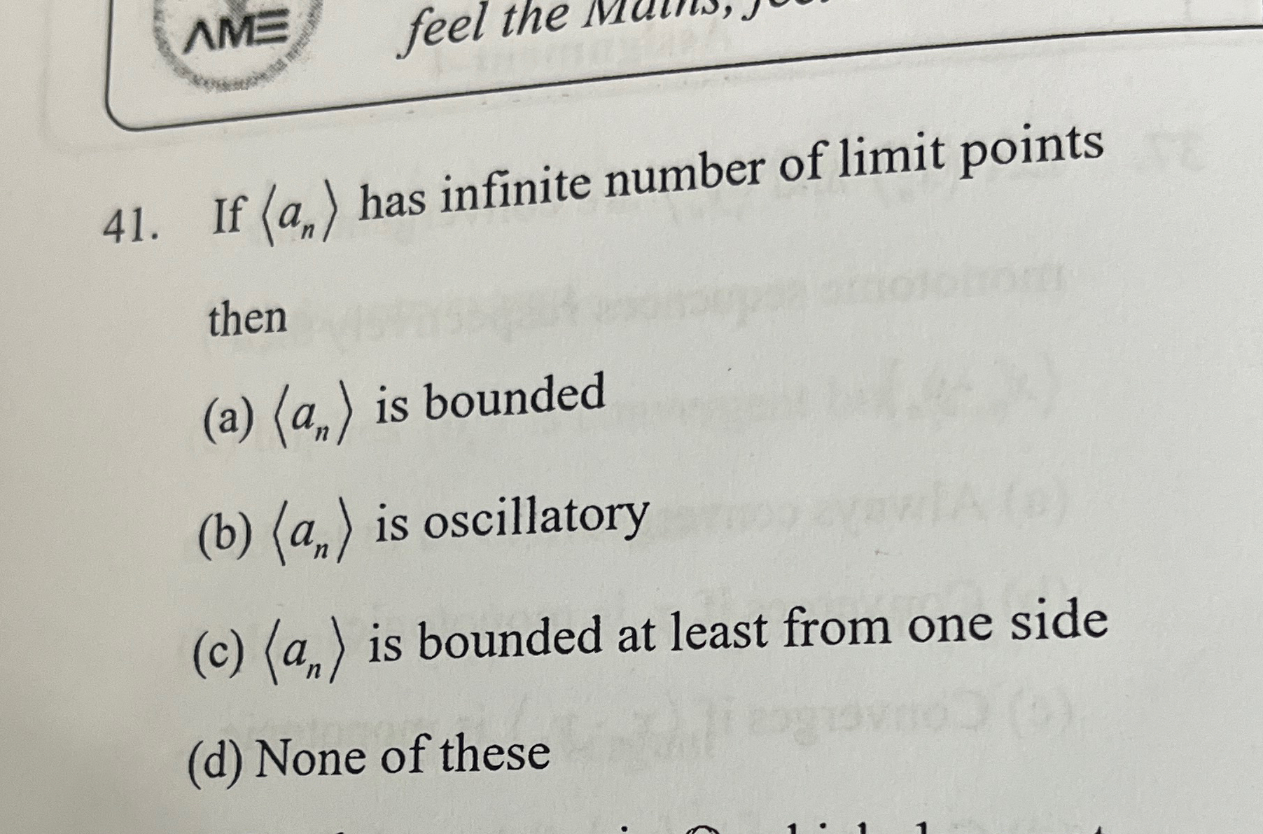 Solved If (:an:) ﻿has infinite number of limit points | Chegg.com