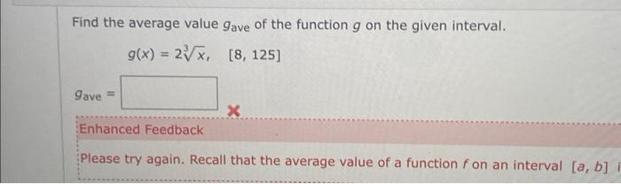 Solved Find The Average Value Gave Of The Function G On The