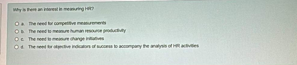 Solved Why is there an interest in measuring HR?a. ﻿The need | Chegg.com