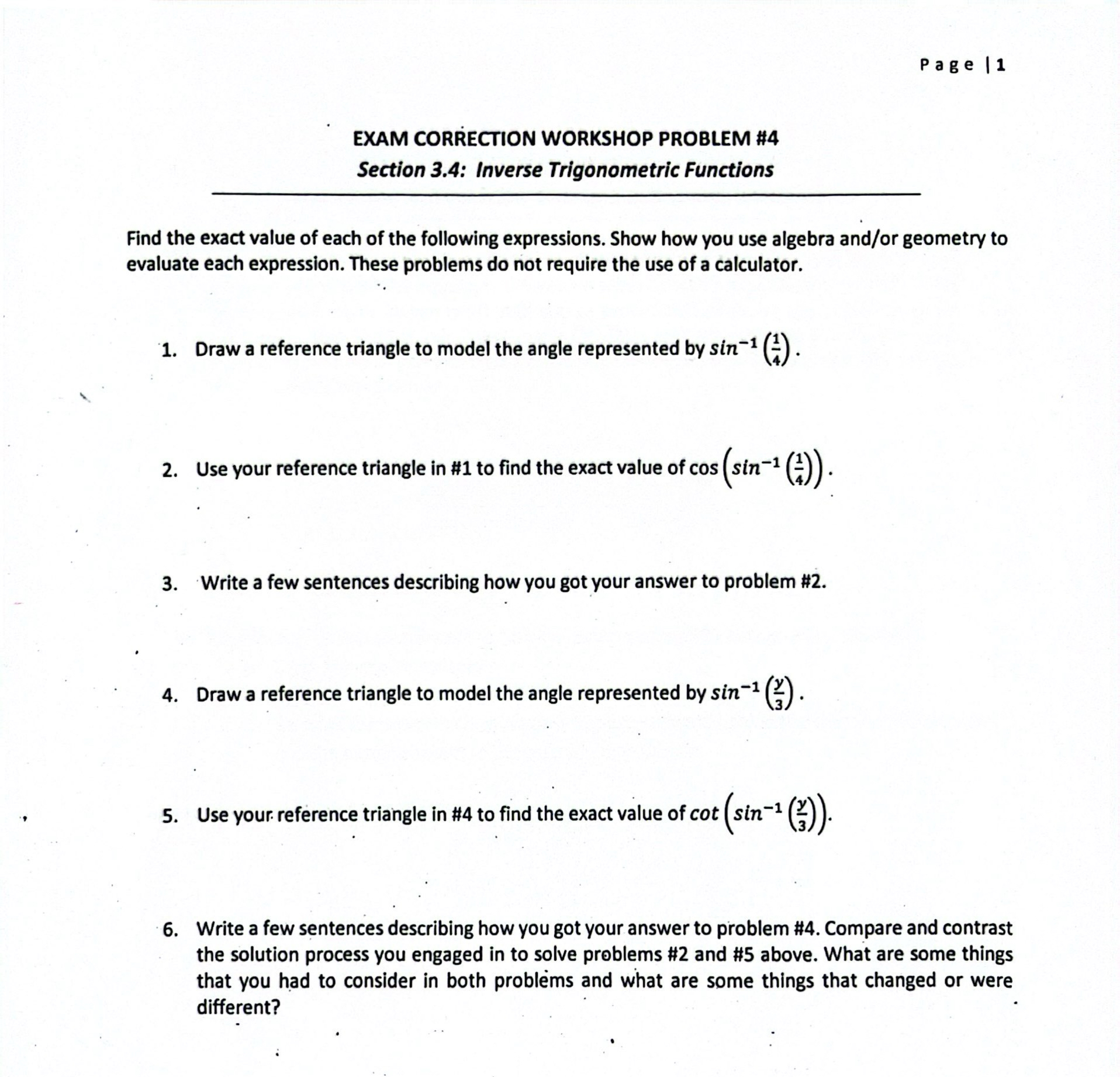 Solved Page | 1EXAM CORRECTION WORKSHOP PROBLEM #4Section | Chegg.com
