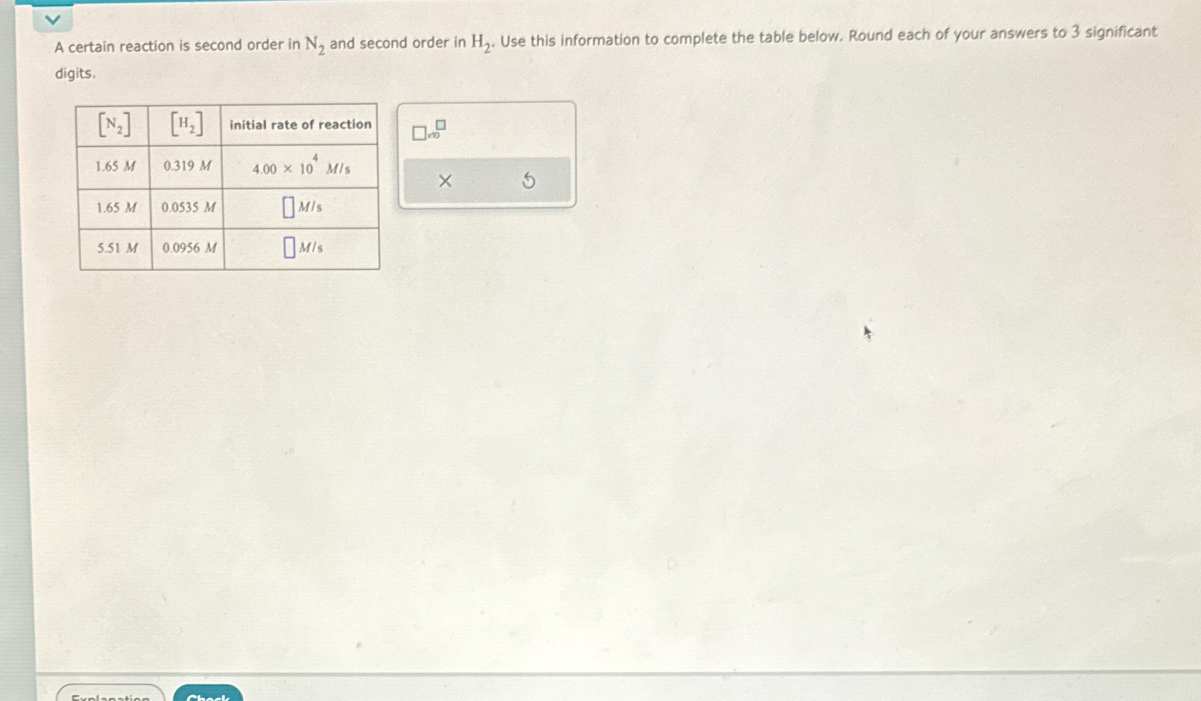Solved A certain reaction is second order in N2 ﻿and second | Chegg.com
