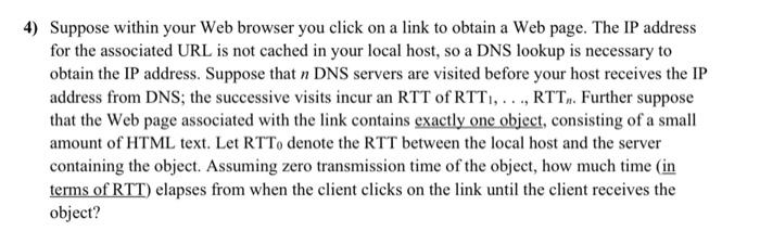 Solved 4) Suppose within your Web browser you click on a | Chegg.com