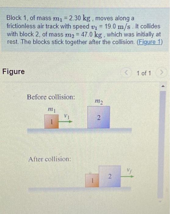 Solved Block 1 , of mass m1=2.30 kg, moves along a | Chegg.com