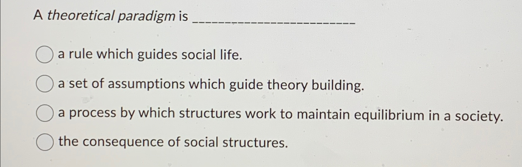 Solved A theoretical paradigm isa rule which guides social | Chegg.com