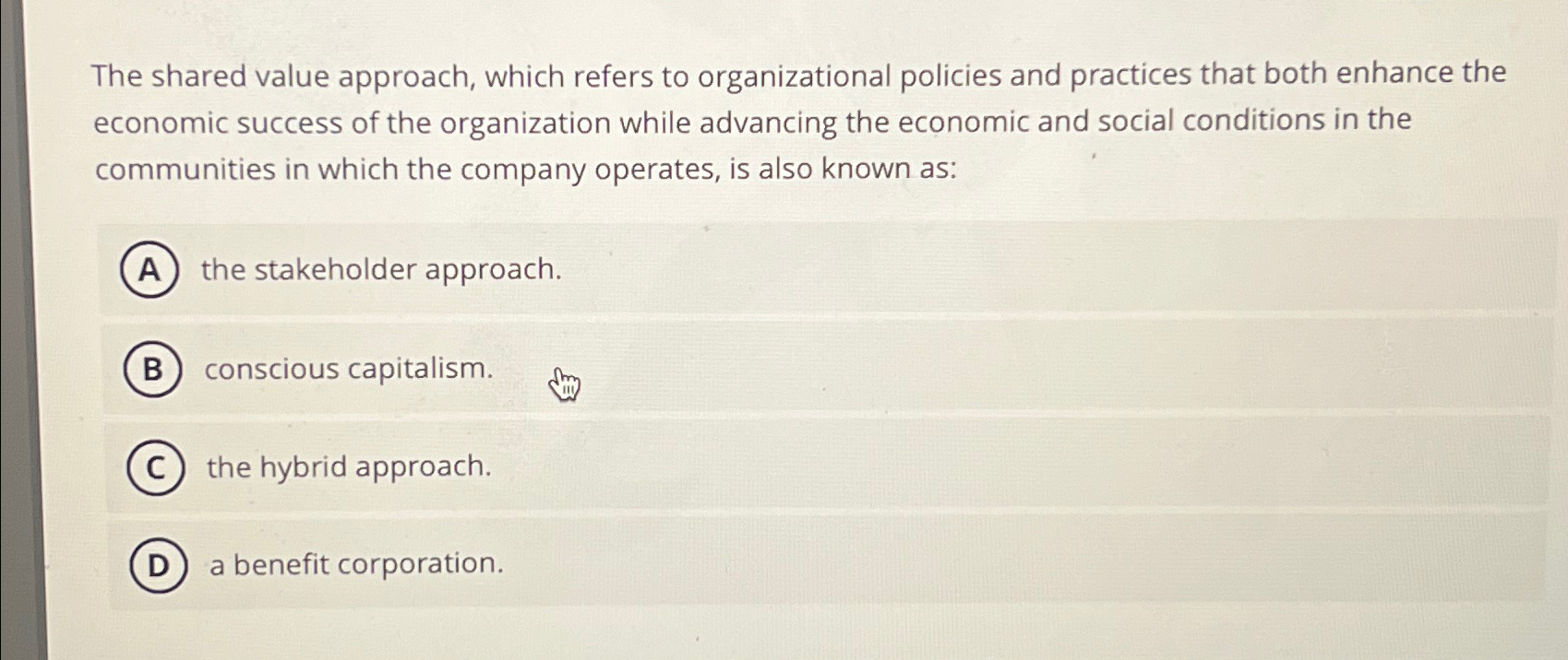 Solved The shared value approach, which refers to | Chegg.com