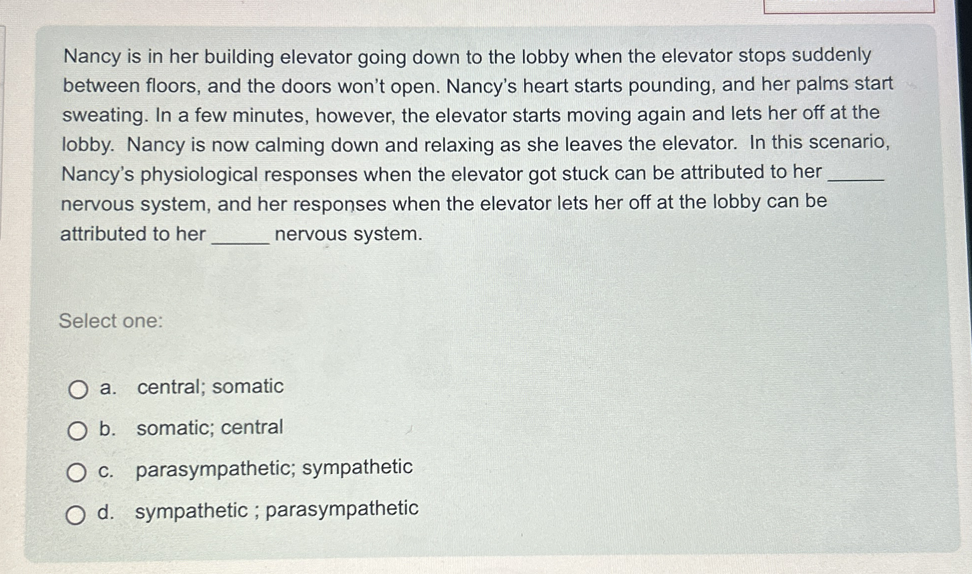 Solved Nancy is in her building elevator going down to the | Chegg.com