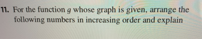 Solved 11. For the function g whose graph is given, arrange | Chegg.com
