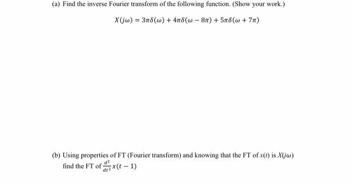 (a) Find the inverse Fourier transform of the | Chegg.com