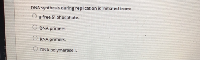 Solved DNA synthesis during replication is initiated from: a | Chegg.com
